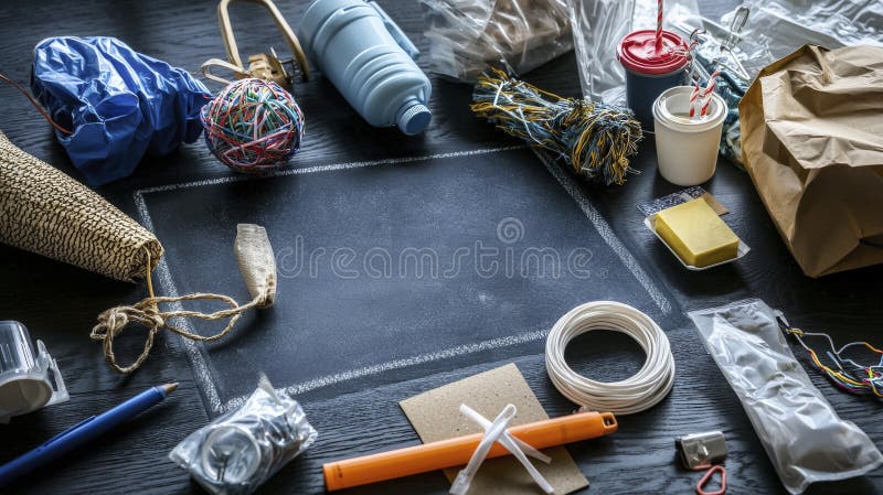 Creative Earth Day Message on Chalkboard with Eco-friendly Materials ...