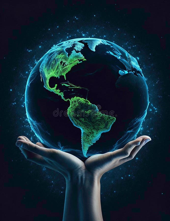 Creative Earth at Night Was Holding in Human Hands Earth Day Energy ...