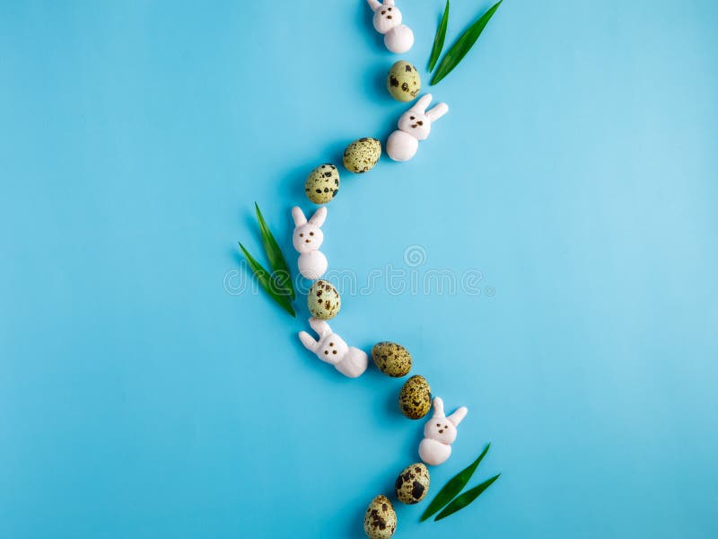 Creative Easter Composition Made from Motley Quail Eggs, Pink ...