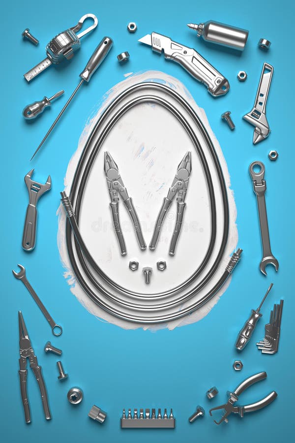 A Creative Easter Design Template with Construction Tools. Stock ...