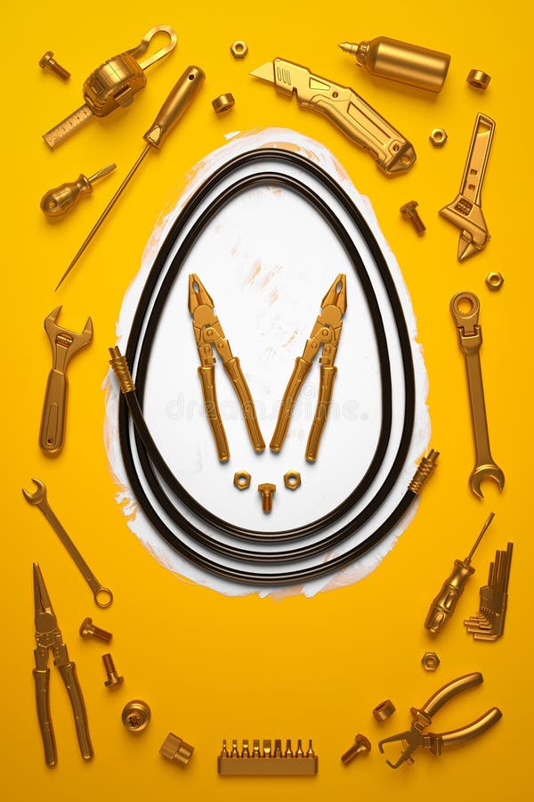 A Creative Easter Design Template with Construction Tools. Stock ...