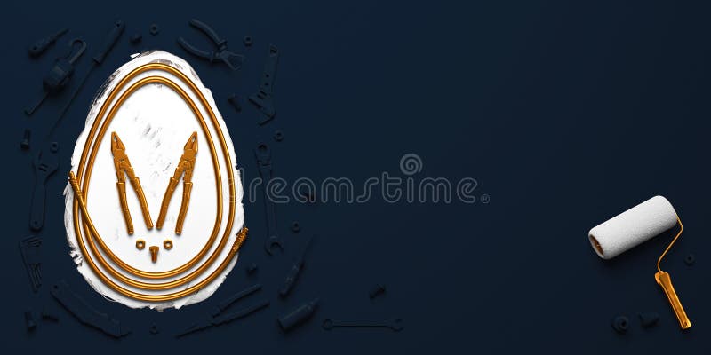 A Creative Easter Design Template with Construction Tools. Stock ...