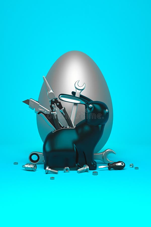 A Creative Easter Design Template with Construction Tools. Stock ...