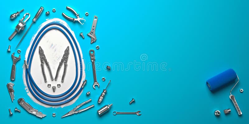 A Creative Easter Design Template with Construction Tools. Stock ...