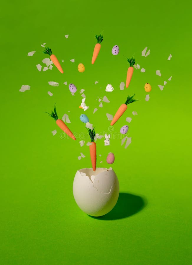 Creative Easter Egg 3D Render Surprise Egg Concept Egg Shell Explosion Minimal Holiday ...