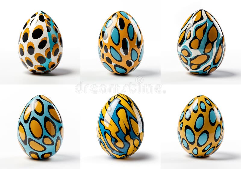 A Unique Set of Colorful Easter Egg Designs Artwork (Pop Art Style Inspired by Roy Lichtenstein ...