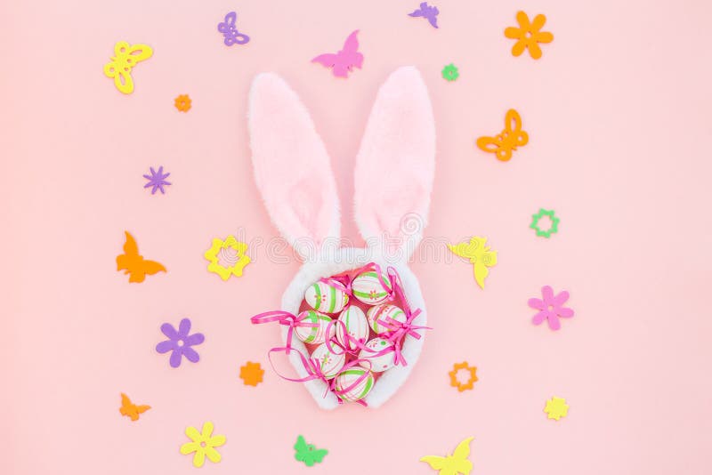 Creative Easter Flat Lay Composition Stock Image - Image of eggs ...
