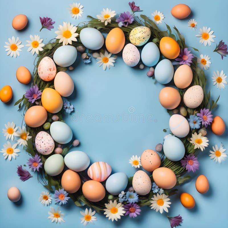 Creative Easter Layout Made of Colorful Eggs Stock Illustration ...