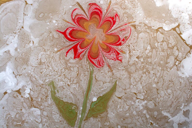 Ebru Marbling Art with Flower Patterns. Abstract Background Template ...