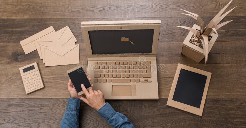 Eco-friendly Creative Cardboard Office Stock Photo - Image of recycling ...