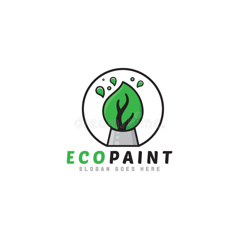 Creative Eco Paint Logo Design, Paintbrush and Leaf Logo Concept ...