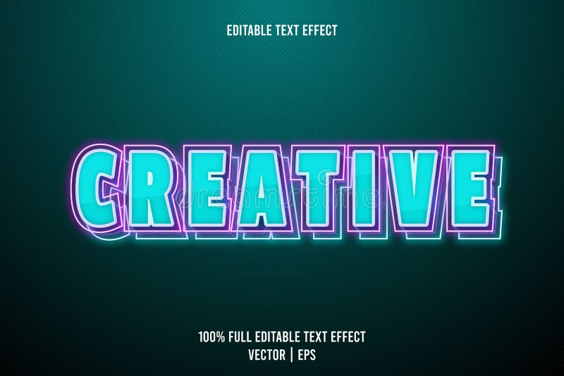 Creative Editable Text Effect 3 Dimension Emboss Neon Style Stock ...