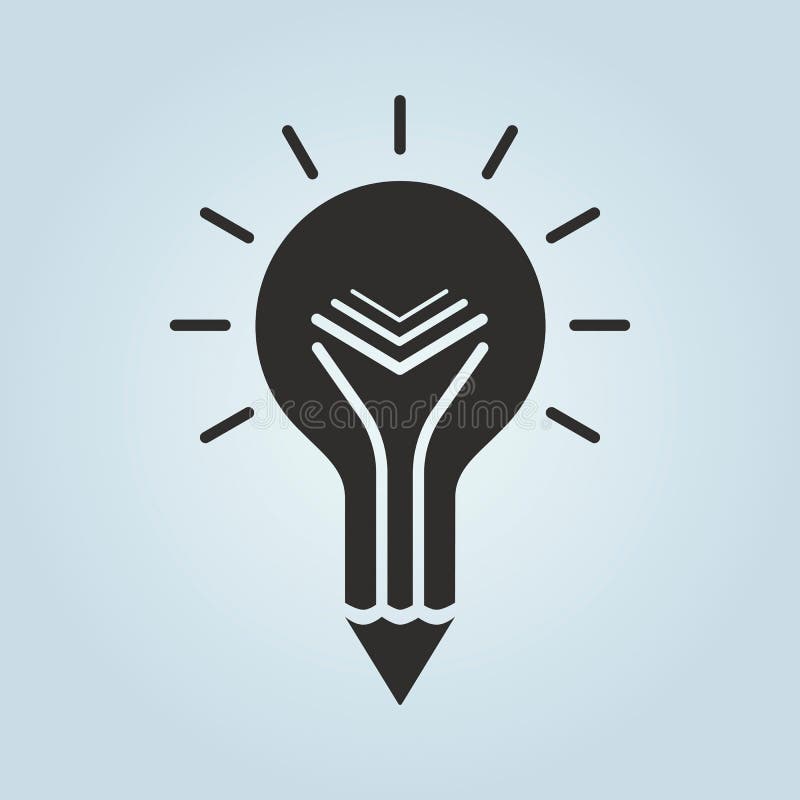 Creative Education Icon. Light Bulb Pencil and Book Symbol Stock Vector ...