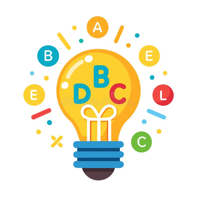 Creative Education: Lightbulb with Alphabet Letters and Colorful ...