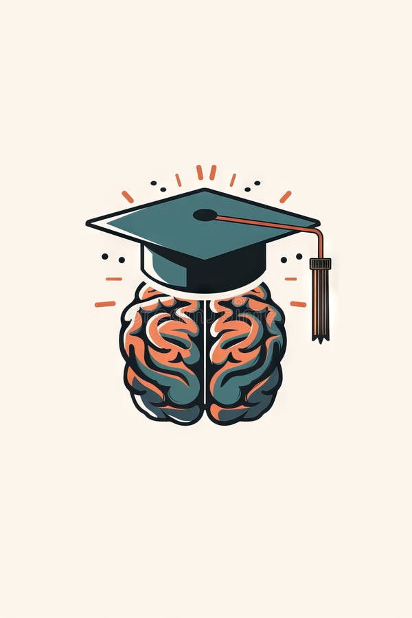 Creative Education Logo with a Brain and an Academic Cap. Stock ...