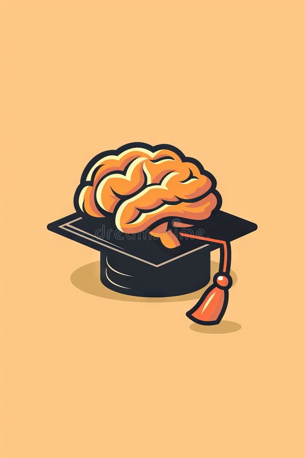 Creative Education Logo with a Brain and an Academic Cap. Stock ...