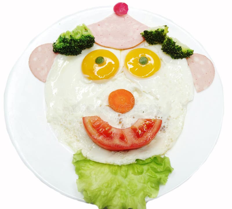 Creative Egg Breakfast for Child Face Form Stock Photo - Image of salad ...