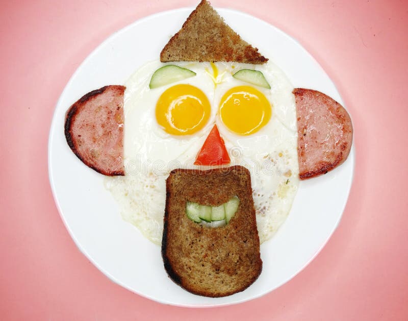 Creative Egg Breakfast for Child Face Form Stock Photo - Image of bread ...