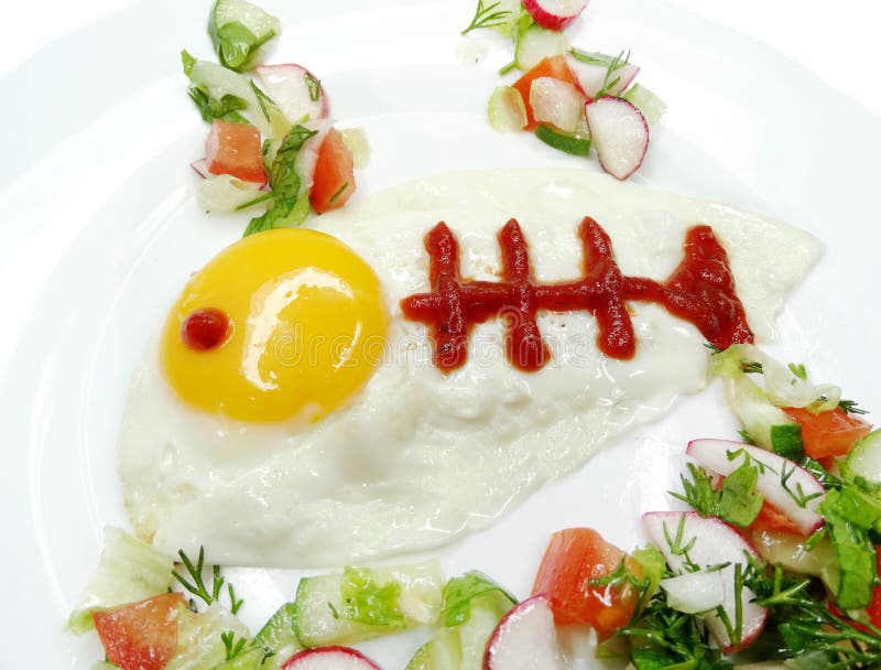 Creative Egg Breakfast Fish Form Stock Image - Image of garnish ...