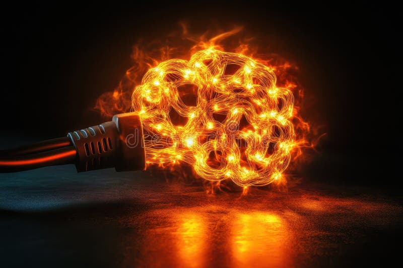 Creative Electric Brain Concept with Bright Sparks and Powerful Energy ...