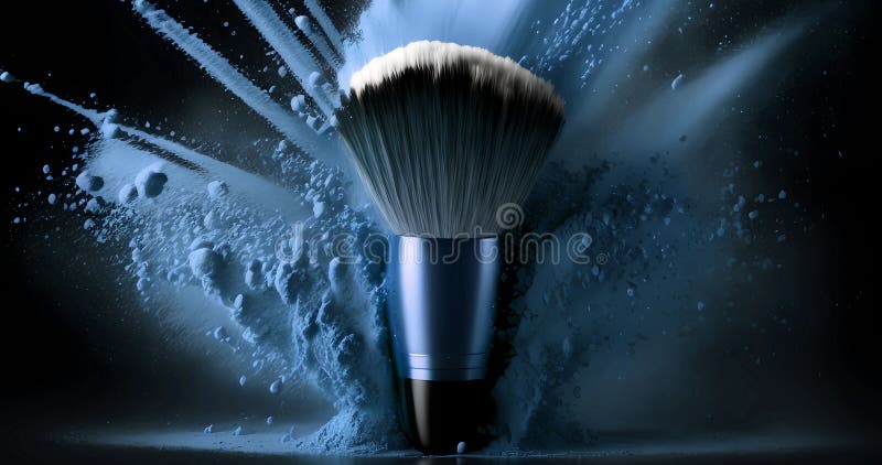 Creative Elegant Blue Makeup Brush Background with Splash Stock ...
