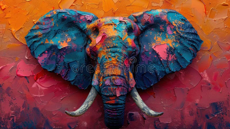 Creative Elephant Painting with Colorful Abstract Elements for Wall Art ...