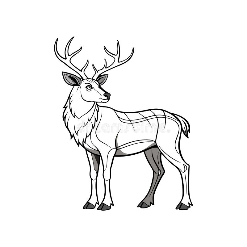 Creative Elk Coloring Template Stock Illustration - Illustration of ...