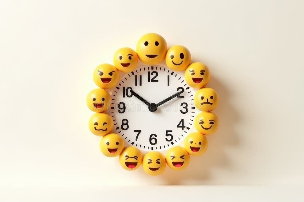 Creative Emoji Clock Displaying Various Emotions Stock Illustration ...