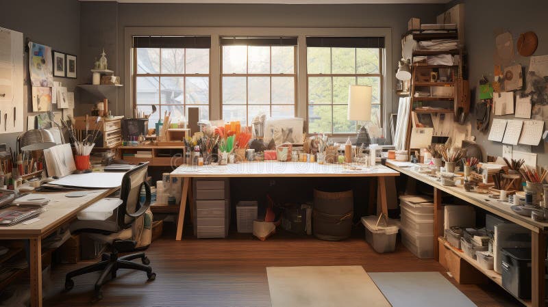 Creative empty grey room stock illustration. Illustration of wooden ...