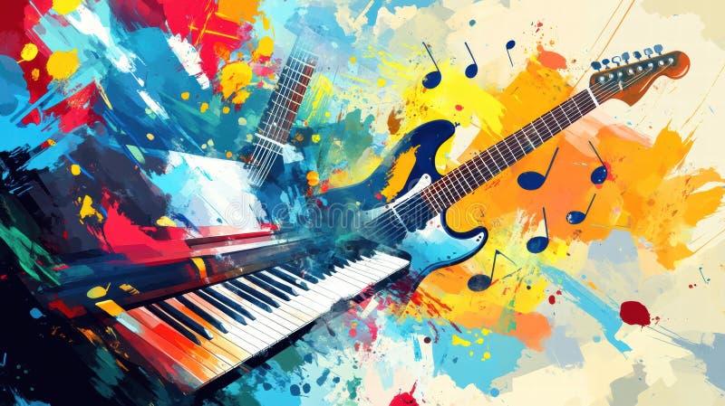 Dynamic Music Notes Scattered Colorful Canvas Stock Photos - Free ...