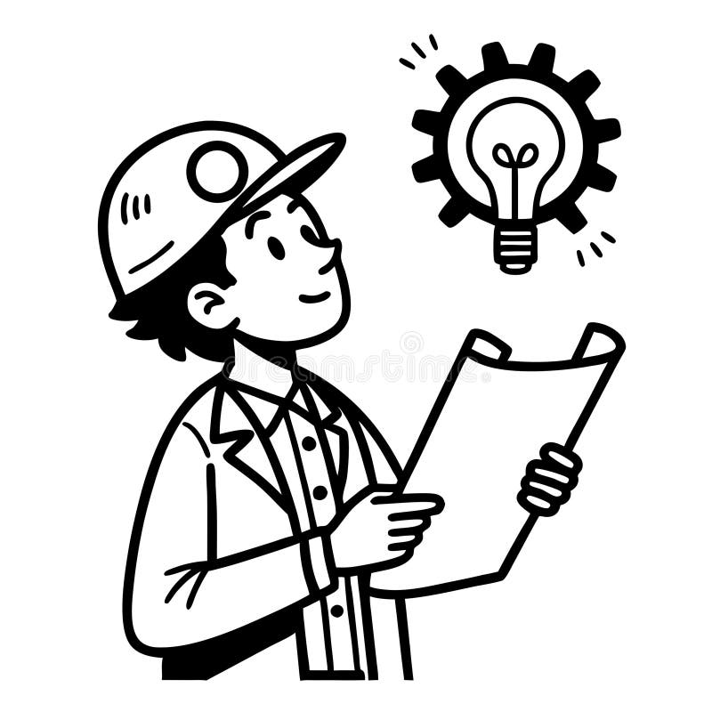 Creative Engineer Holding Blueprint with Light Bulb and Gear Concept ...