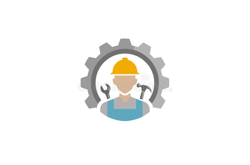 Creative Engineer Worker Gear Logo Design Illustration Stock Vector ...