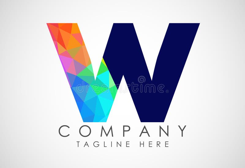 Creative English W Alphabet Low Poly Style Stock Vector - Illustration ...