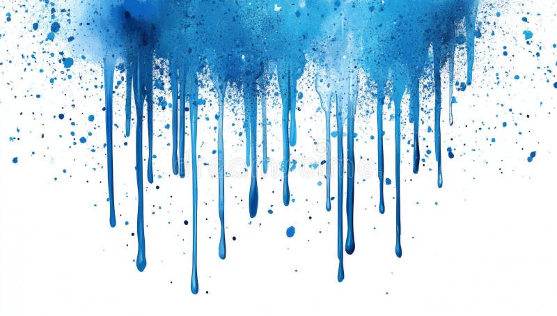 A Creative Environment of Abstract Art with Dripping Blue Paint is ...