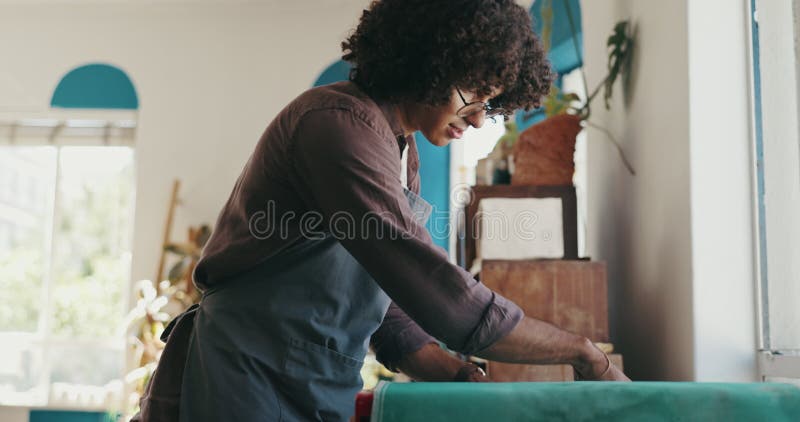 Creative, Equipment and Pottery with Man in Studio for Manufacturing of ...