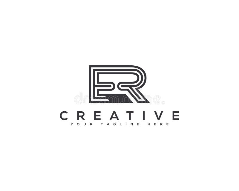 Creative ER Lettermark Logo with Circuit Lines. High-Tech Brand ...