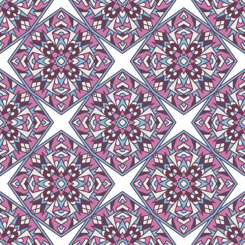 Creative Ethnic Style Square Seamless Pattern. Unique Geometric Vector ...