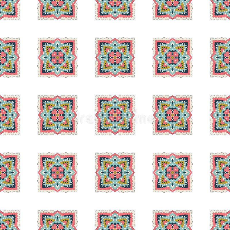 Creative Ethnic Style Square Seamless Pattern. Unique Geometric Vector ...