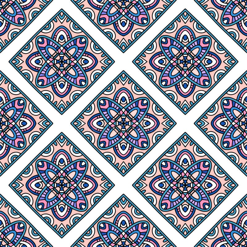 Creative Ethnic Style Square Seamless Pattern. Unique Geometric Vector ...