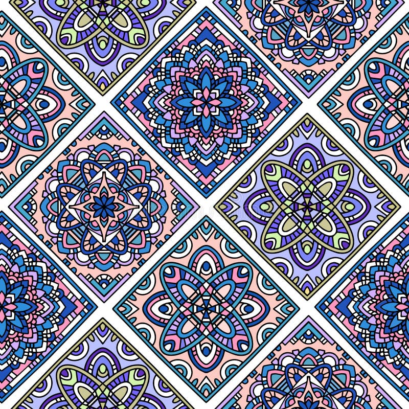 Creative Ethnic Style Square Seamless Pattern. Unique Geometric Vector ...