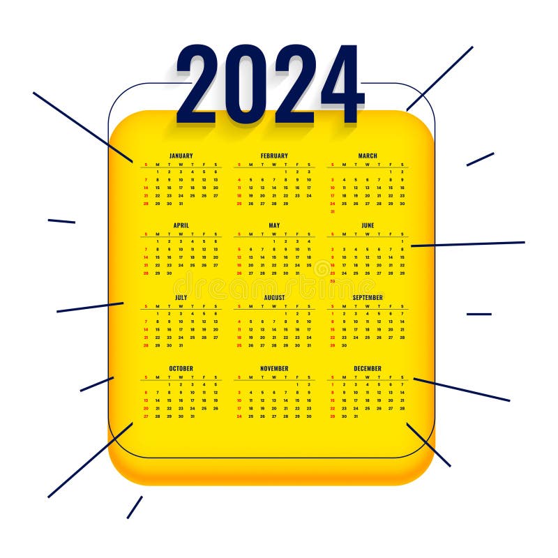 Creative 2024 Event Planner Calendar Template in White and Yellow Color ...