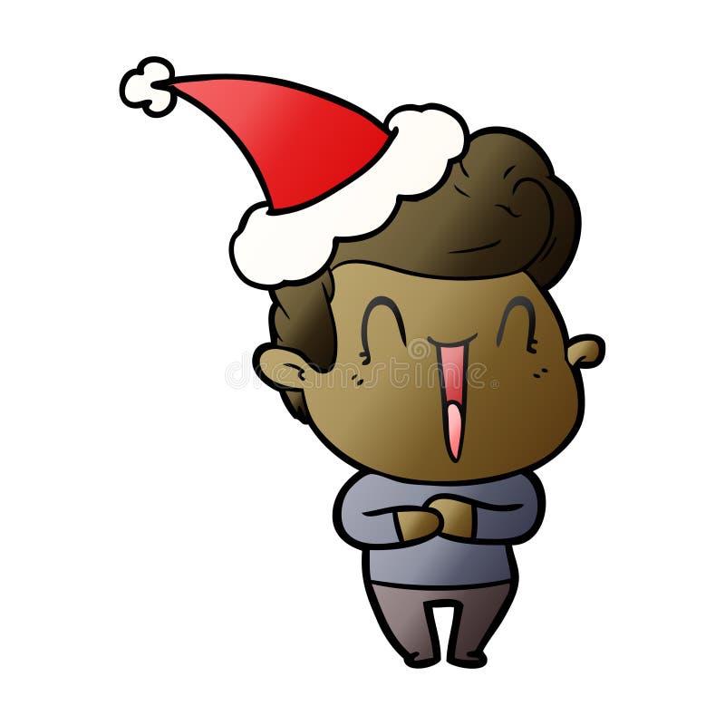 A Creative Excited Man Gradient Cartoon of a Wearing Santa Hat Stock ...