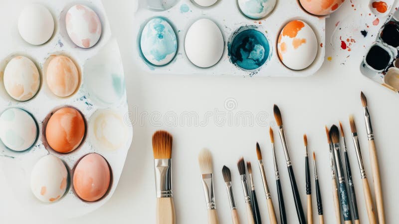 Creative Exploration of Egg Painting in a Bright and Colorful Workspace ...