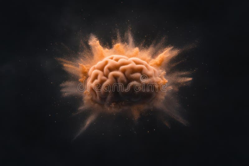 Creative Explosion: AI Generated Illustration of a Human Brain Bursting ...