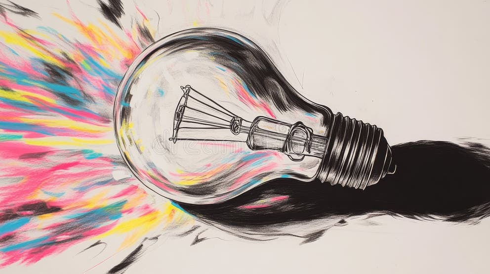 Creative Explosion of Colors from a Light Bulb, Abstract Art Concept ...
