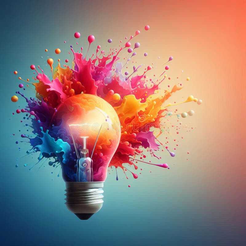 Creative Explosion of Colors from a Light Bulb Stock Image - Image of ...