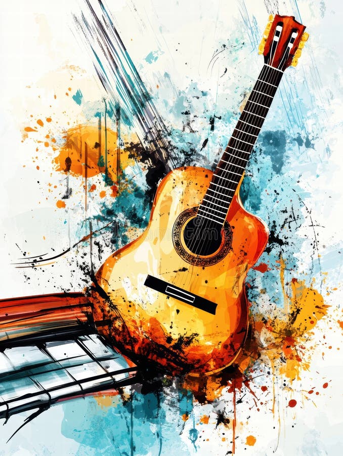 Creative Explosion of Musical Instruments with Guitars and Piano Notes ...