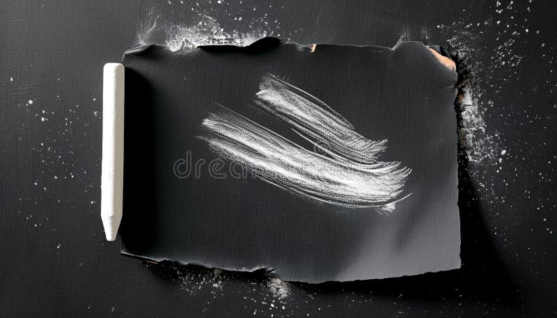 Creative Expression with Chalk on Torn Black Paper in an Artistic ...
