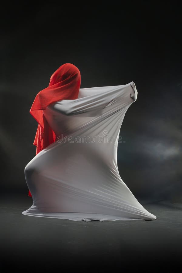 Creative Fabric Art Performance with Flowing Materials in a Studio ...