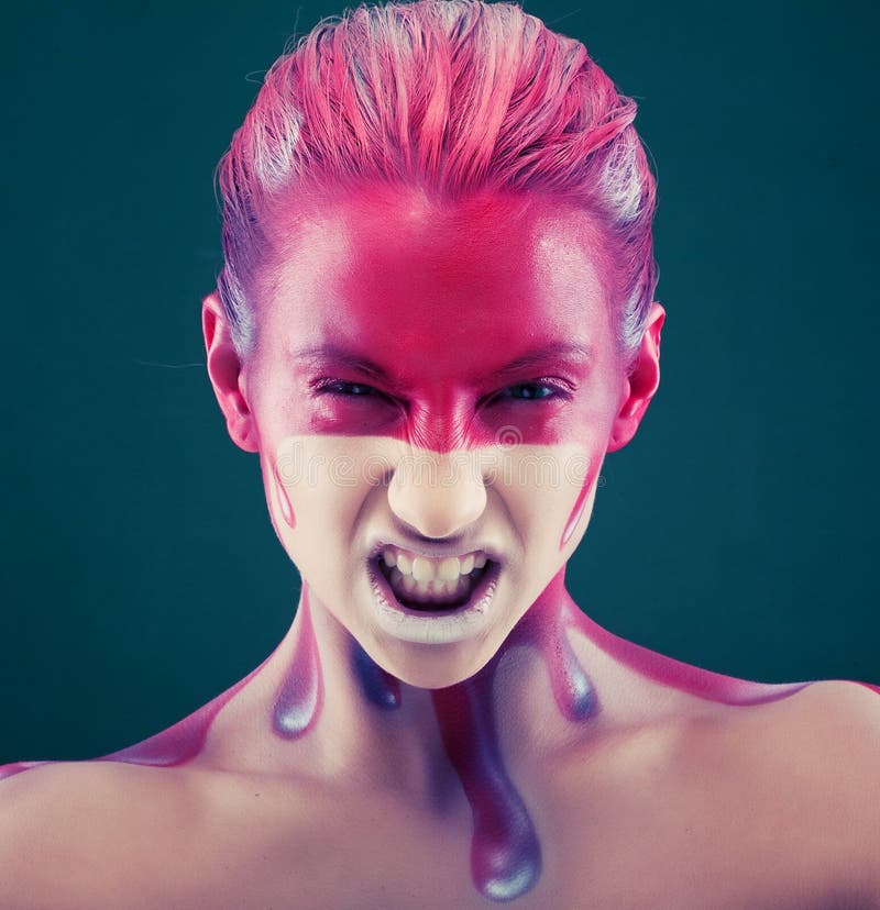 Creative Face-art, Young Woman Stock Photo - Image of artificial, girl ...